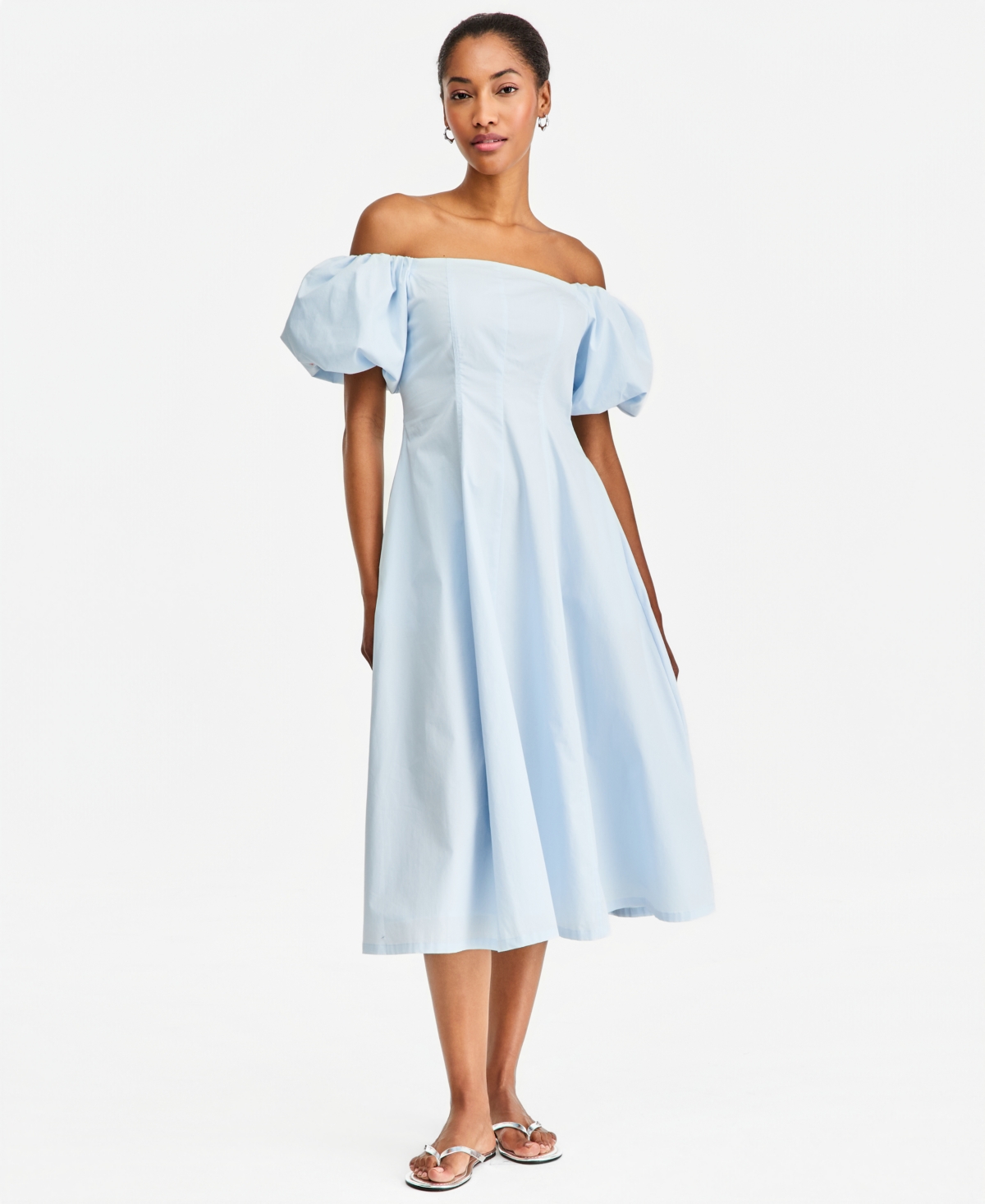 Click here for On 34th Womens Off-The-Shoulder Puff-Sleeve Midi D... prices