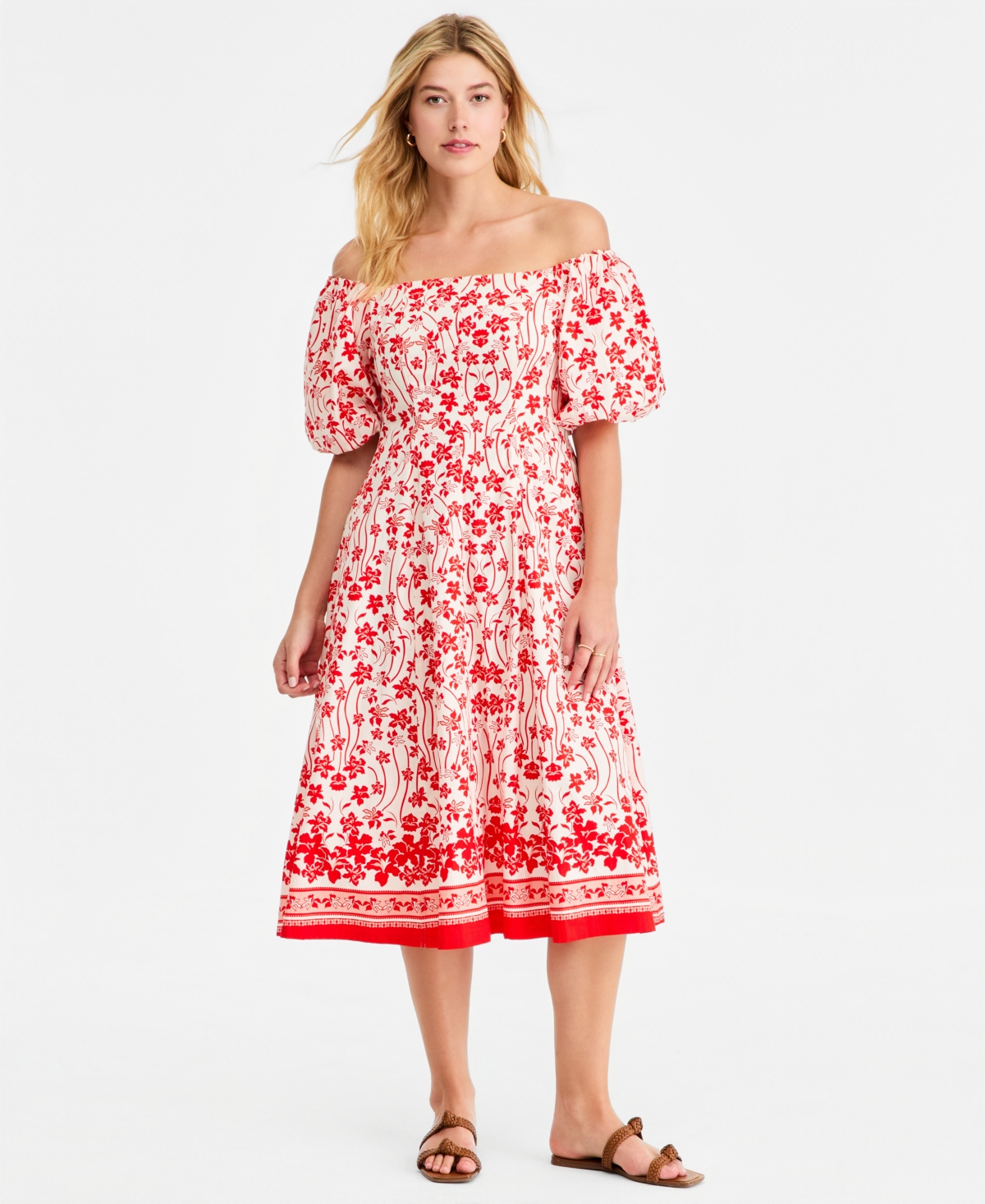 Click here for On 34th Womens Off-The-Shoulder Puff-Sleeve Midi D... prices