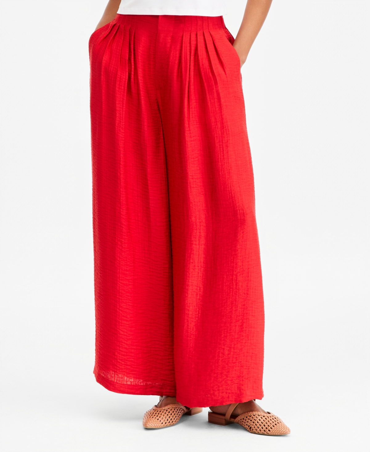 Click here for On 34th Womens Pintucked Gauze Wide-Leg Pants  Reg... prices