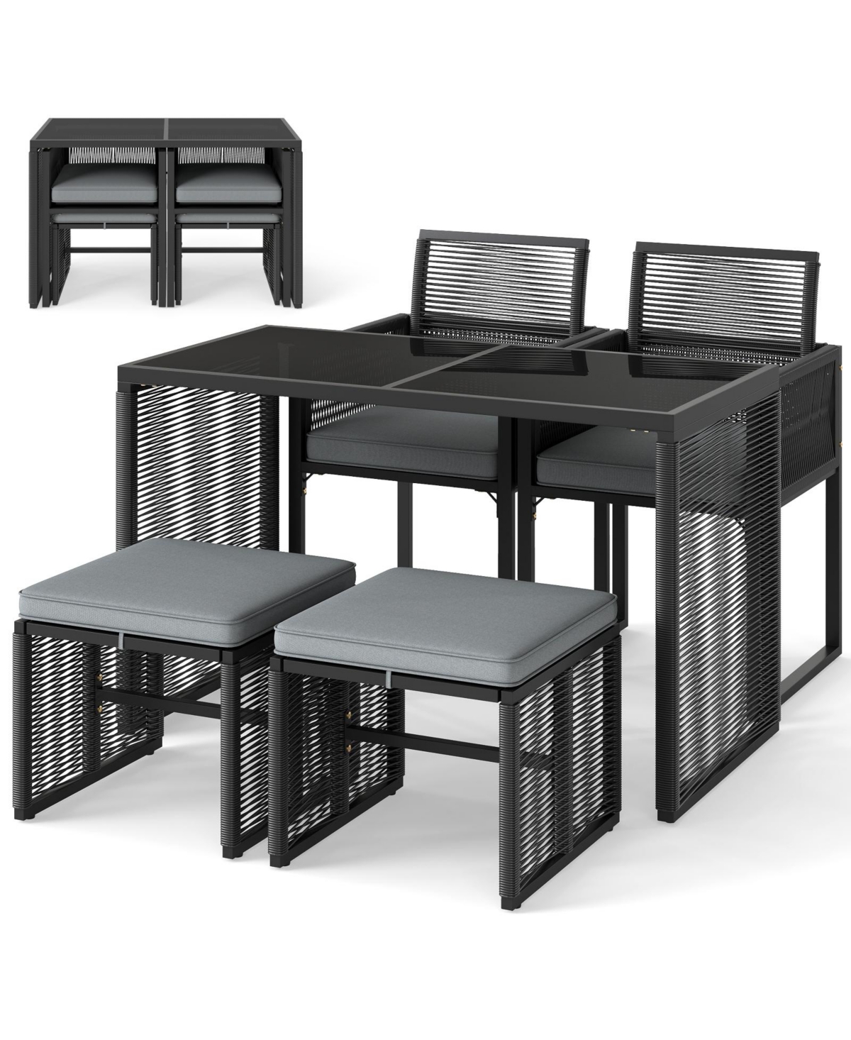 Click here for Gouun 5-Piece Outdoor Wicker Conversation Set with... prices
