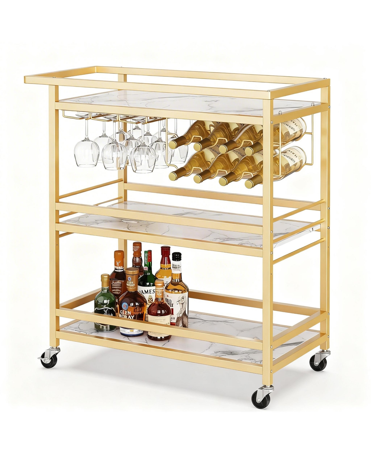 Click here for Yigii Bar Cart with Wine Rack & Glass Holder with... prices