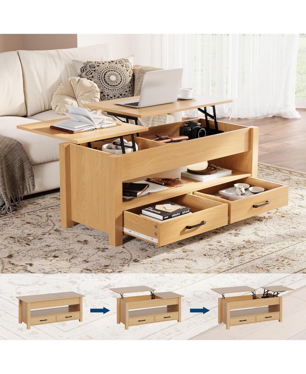 Click here for gaomon 47.2 Coffee Table with Storage  Multi-Funct... prices