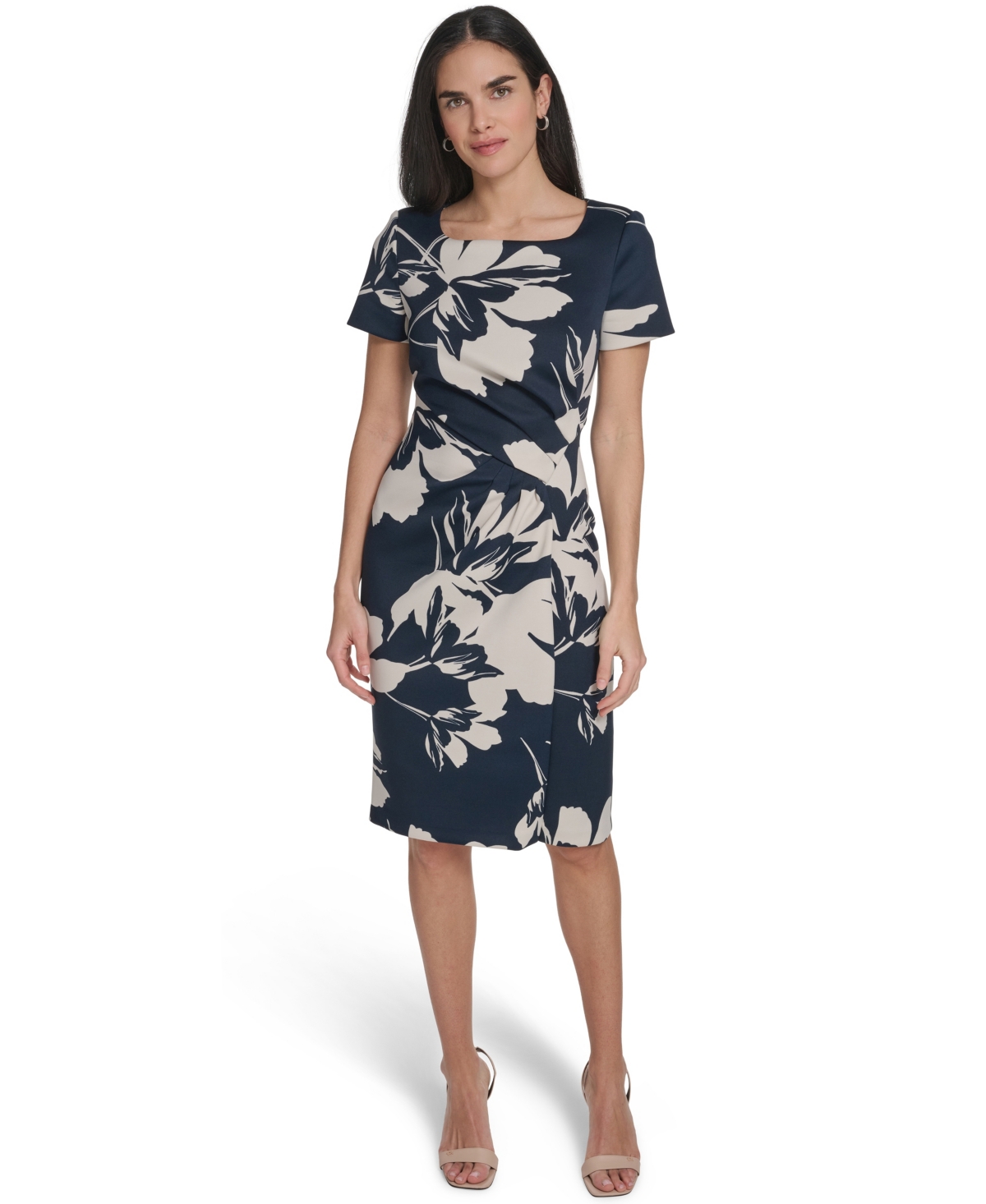 Click here for Calvin Klein Petite Printed Square Neck Midi Dress... prices