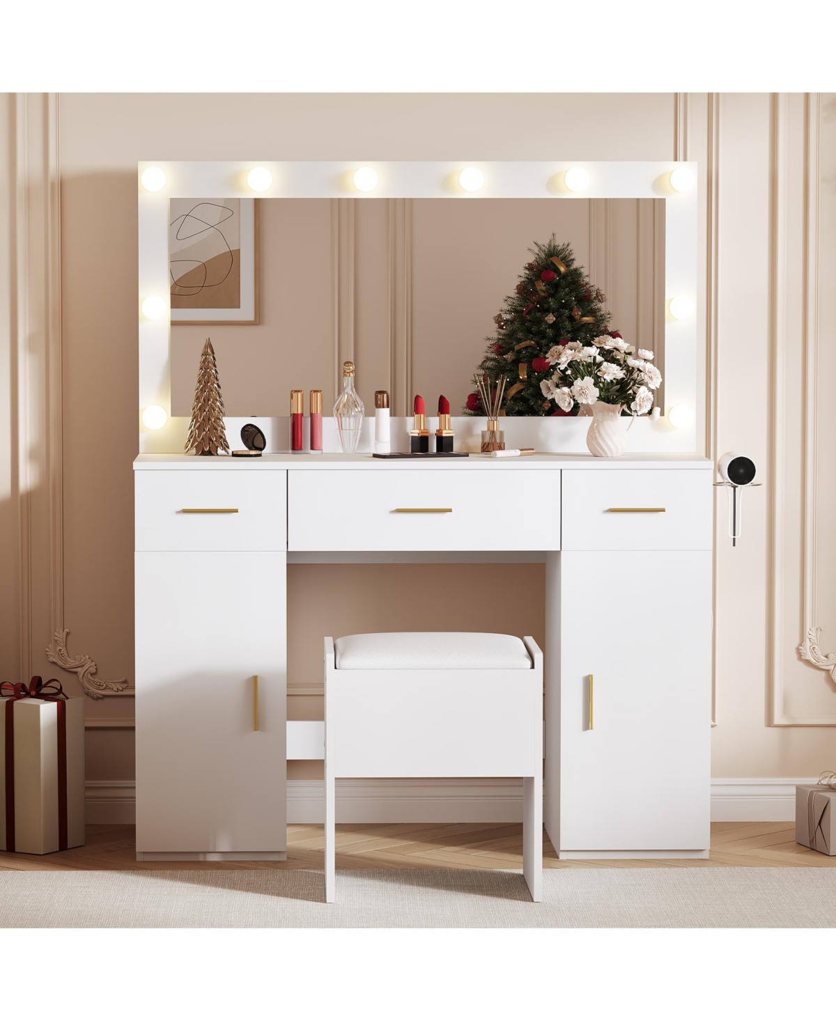 Click here for Homfan Vanity Desk with Mirror and Lights  Large M... prices