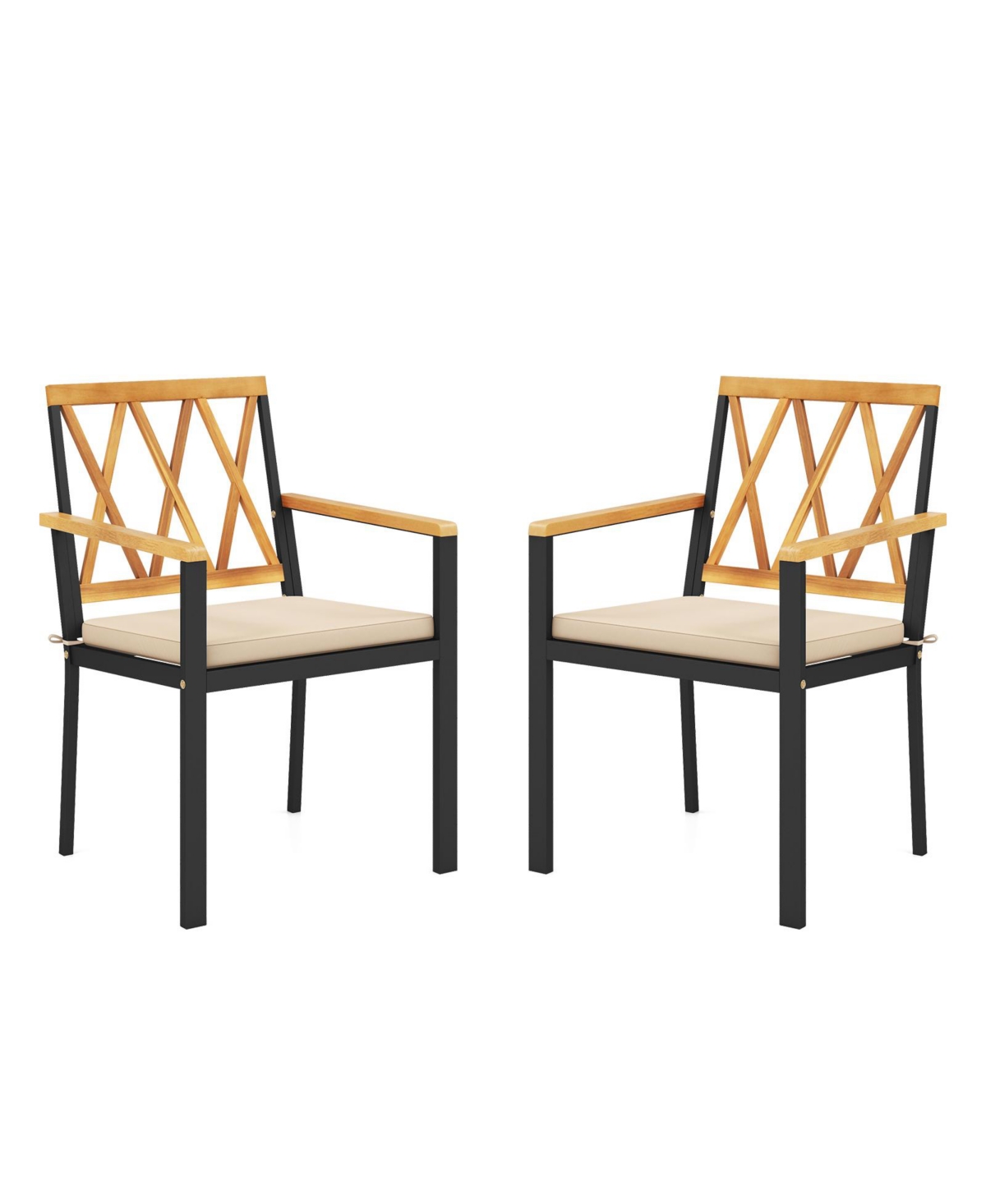 Click here for Gymax Patio Dining Chairs Set of 2 Metal Outdoor C... prices