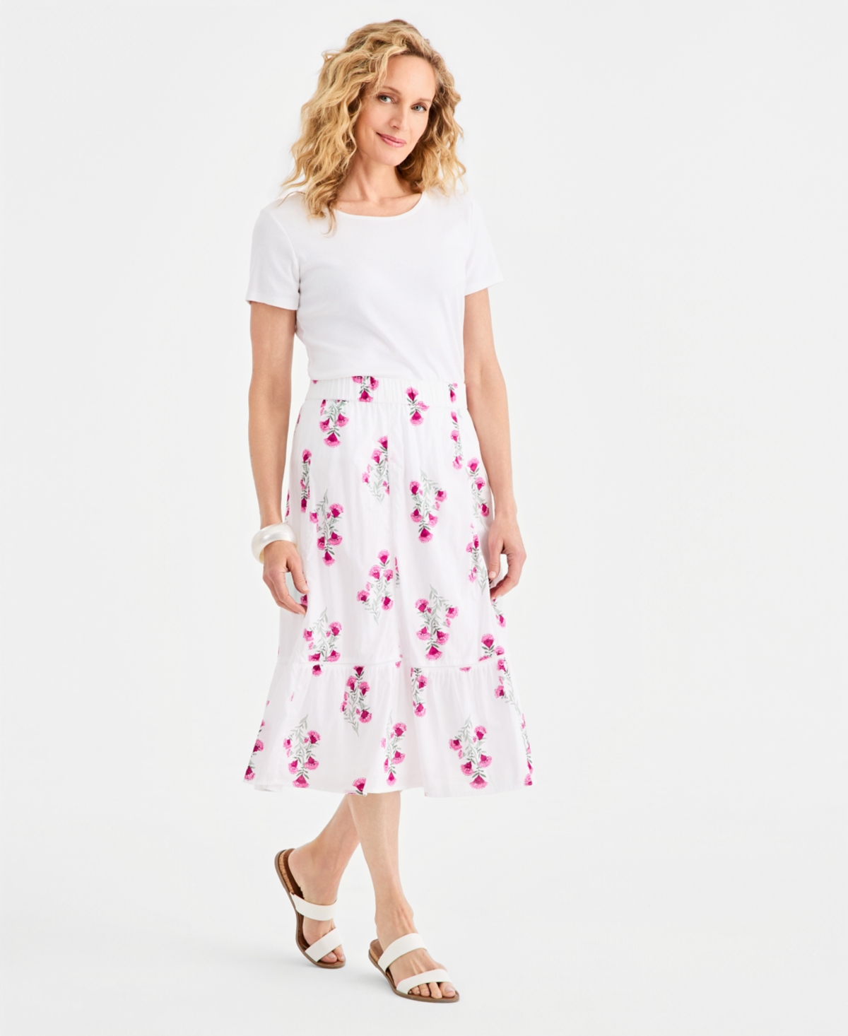 Click here for Style & Co Womens Printed Cotton Pull-On Midi Skir... prices