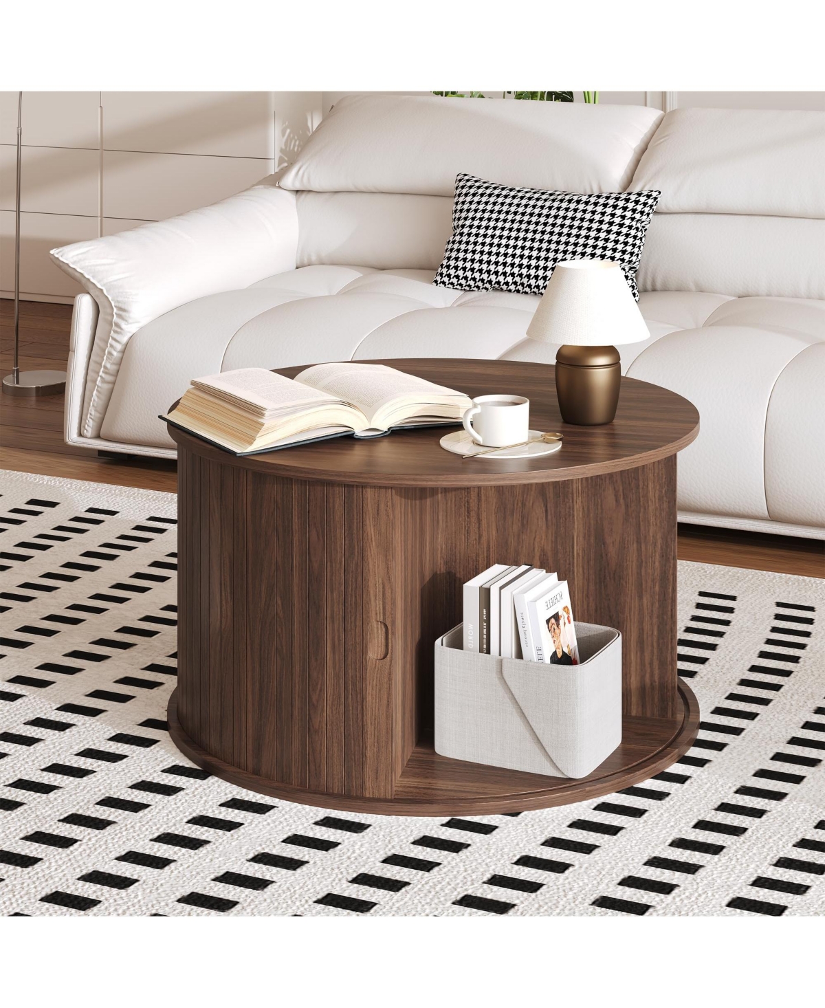Click here for Homfan 28 Round Coffee Table with Storage  Mid Cen... prices