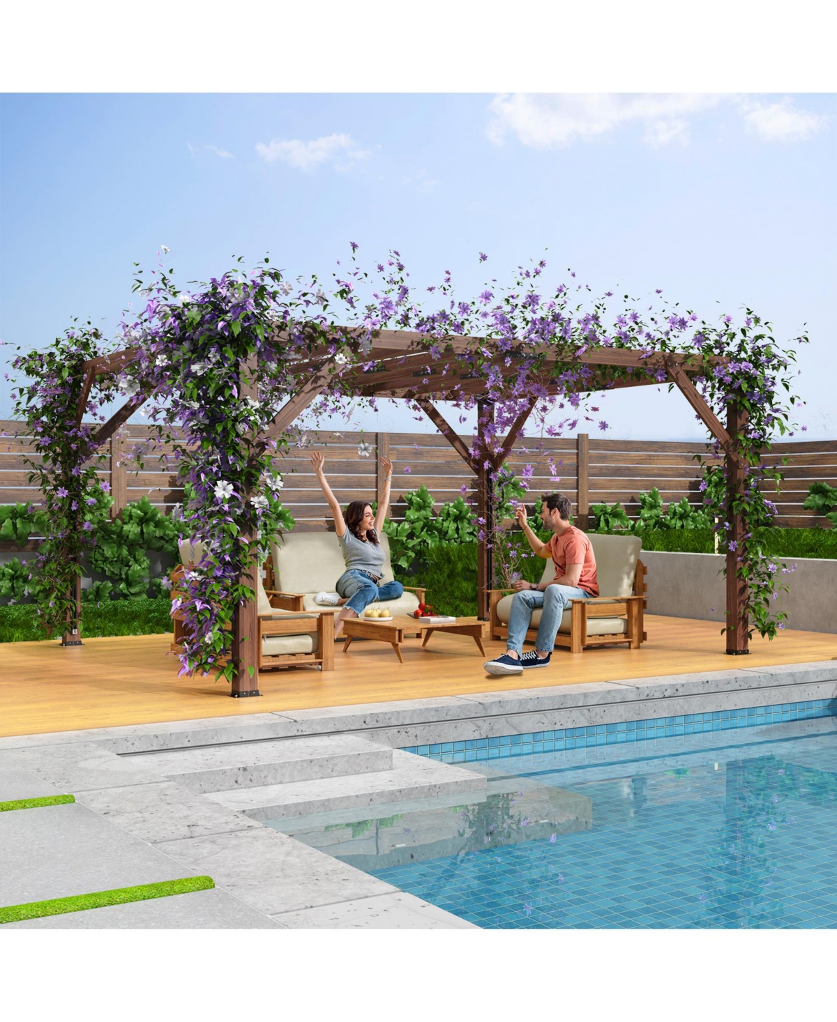 Click here for Homfan Premium Solid Cedar Pergola with Retractabl... prices