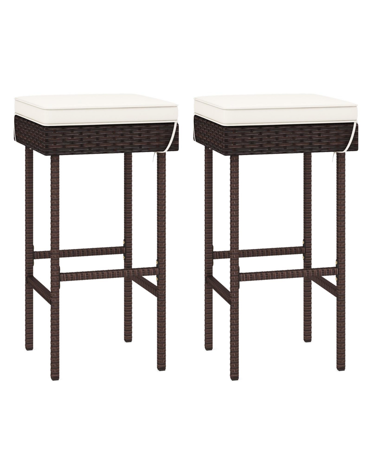 Click here for Gymax Patio Rattan Barstools Set of 2 Outdoor Wick... prices