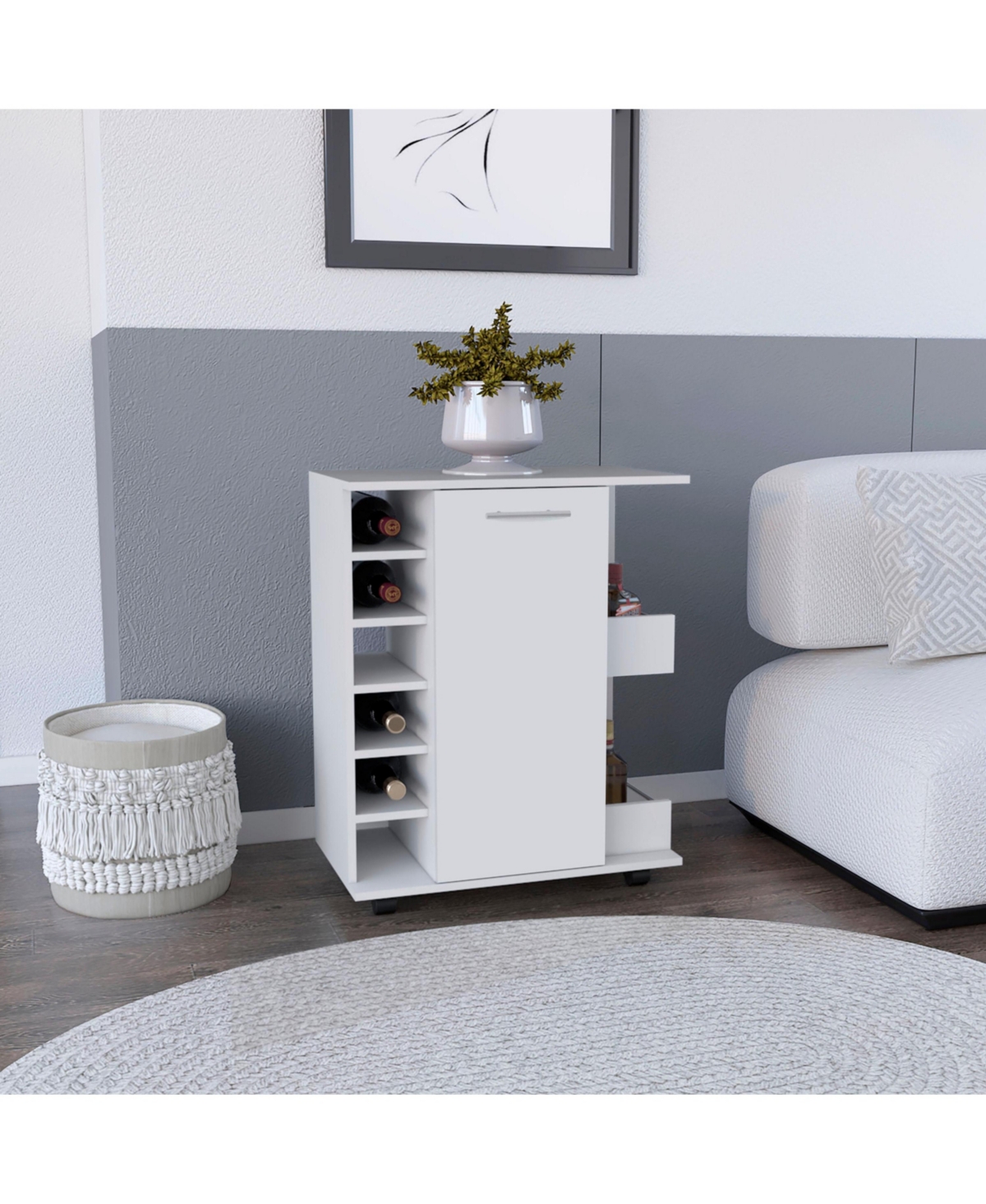 Click here for Flynama Cabot Bar Cart with 6 Wine Cubbies  2 Side... prices