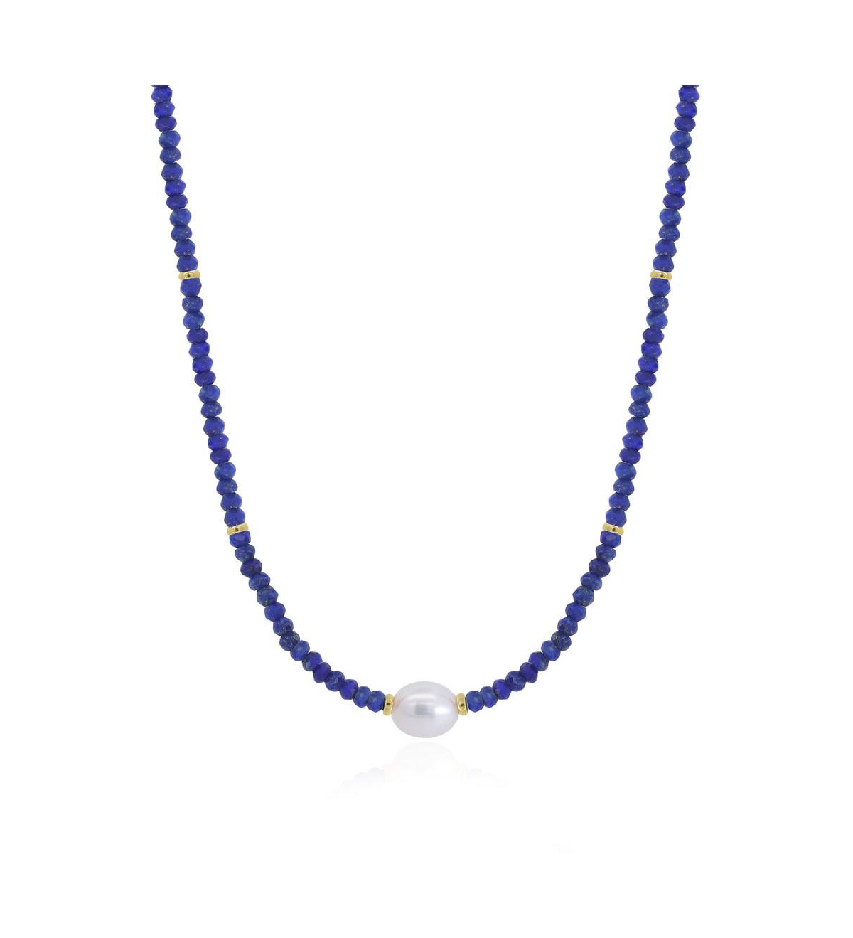Click here for The Lovery Lapis Bead Pearl Necklace 14K Gold - La... prices