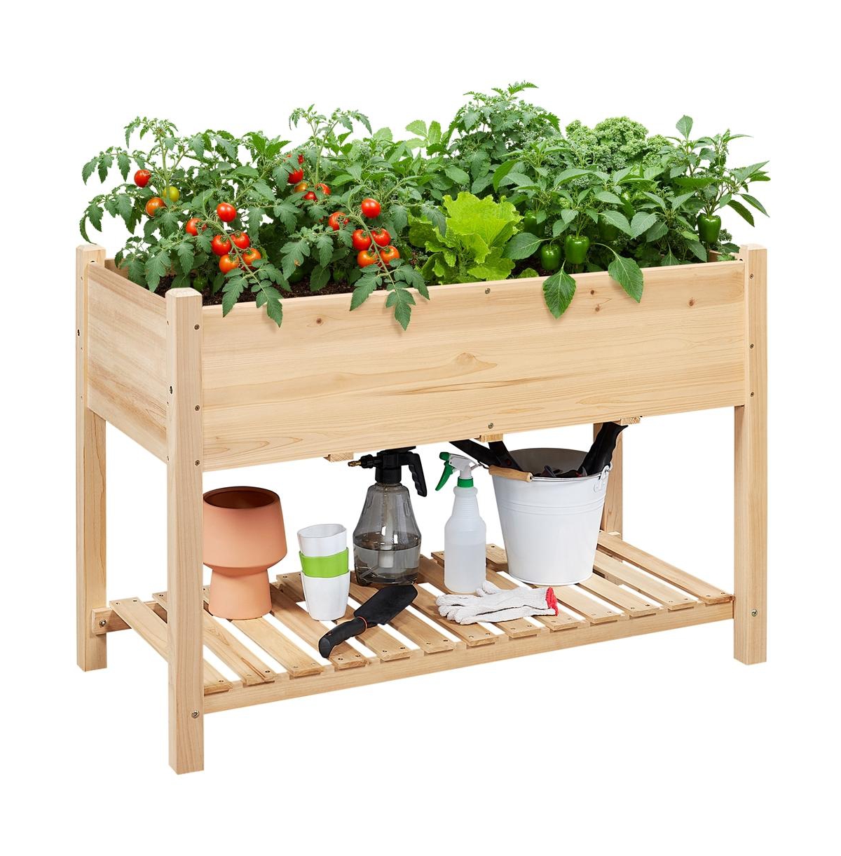 Click here for Yaheetech Wooden Raised Garden Bed with Lower Stor... prices