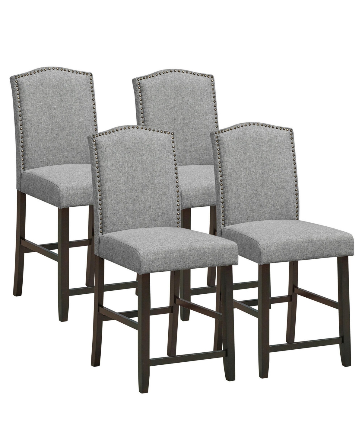 Click here for Gymax Set of 4 Fabric Barstools Nail Head Trim Cou... prices
