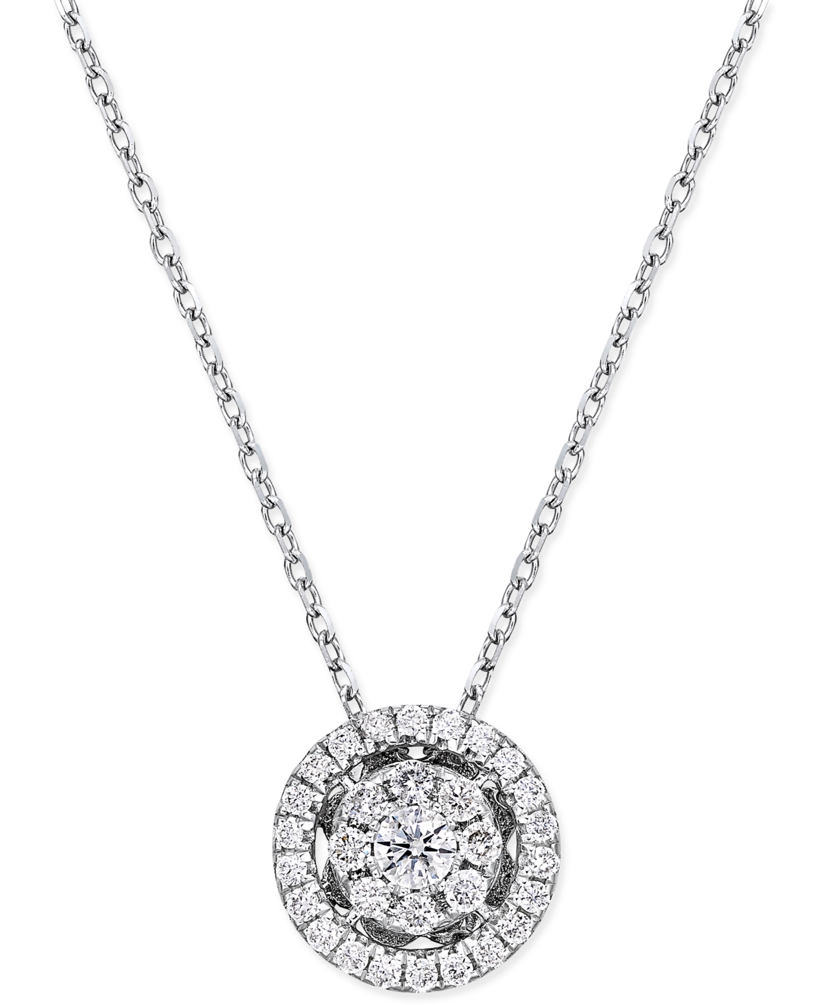 Click here for Diamond Cluster Halo Pendant Necklace (1/4 ct. t.w... prices