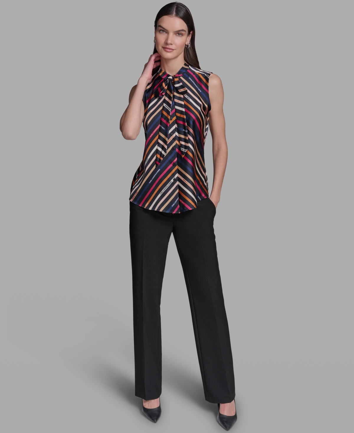 Click here for Karl Lagerfeld Paris Womens Tie V-Neck Sleeveless... prices