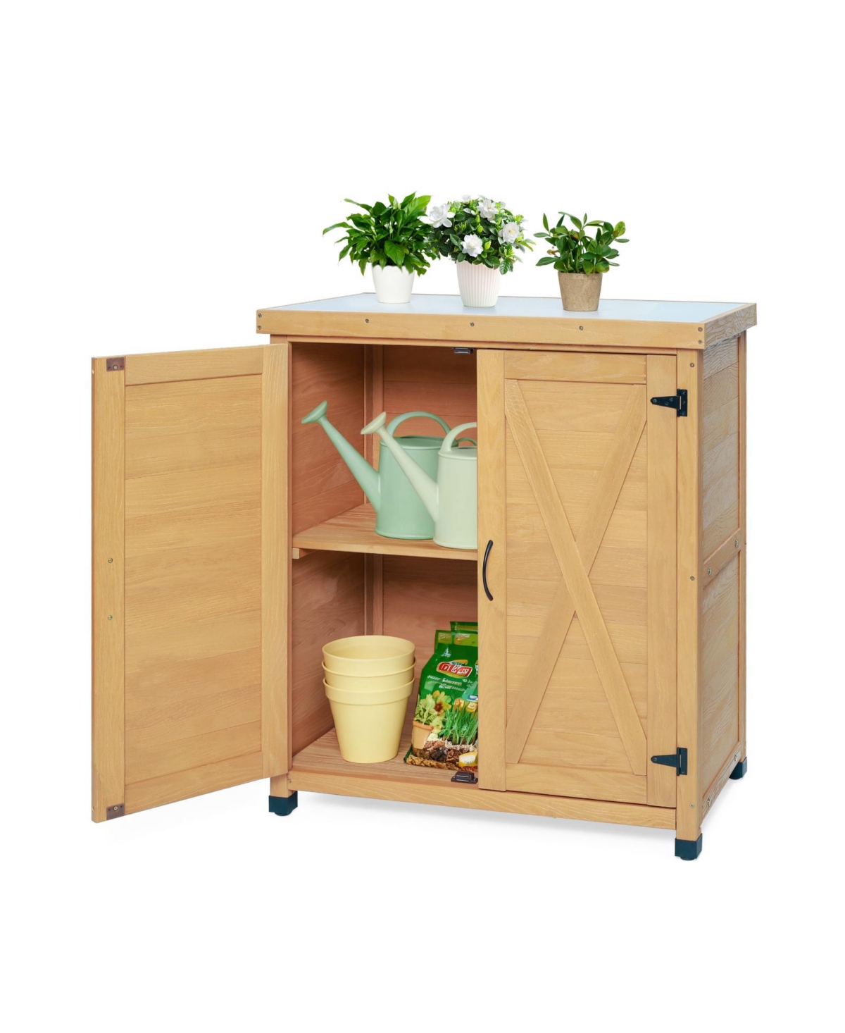 Click here for sumyeg Potting Bench with Storage Cabinet and Meta... prices