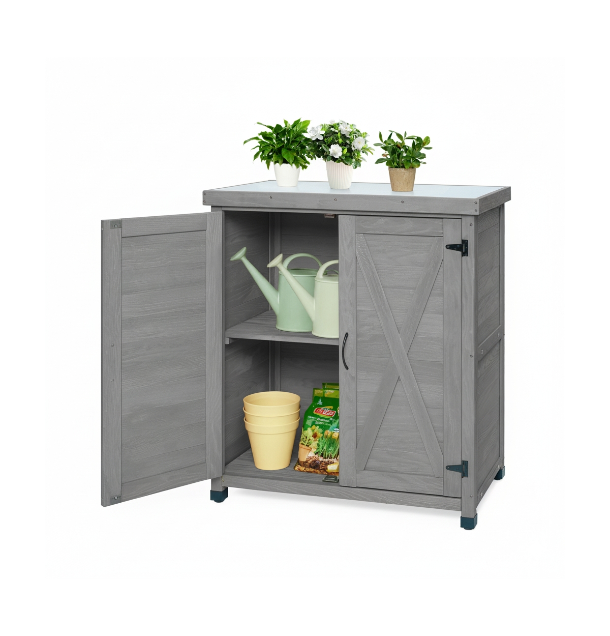 Click here for sumyeg Potting Bench with Storage Cabinet and Meta... prices