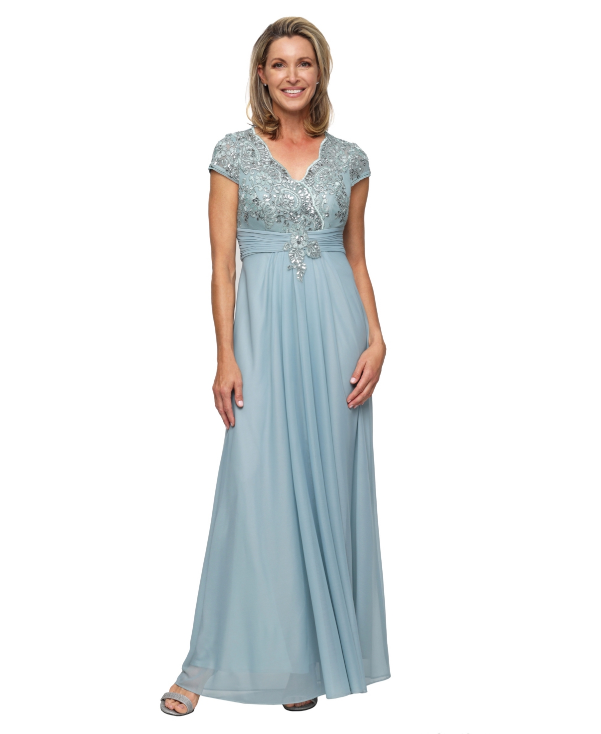 Click here for Alex Evenings Womens Embellished Short-Sleeve Gown... prices