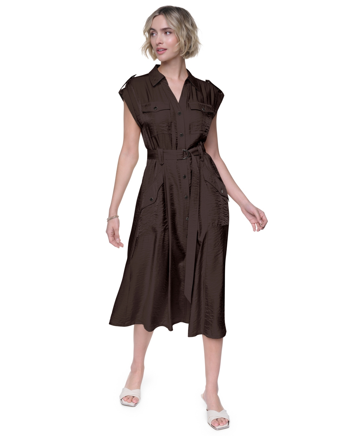 Click here for Dkny Womens Collared Neck Twinkle Cargo Dress - To... prices