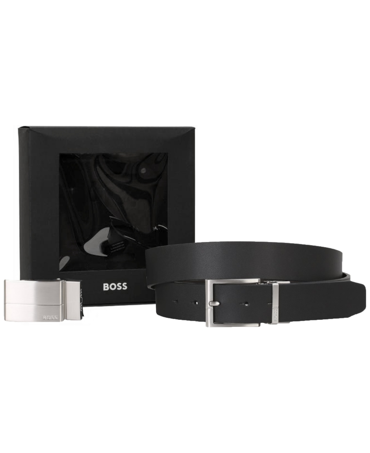 Click here for Hugo Boss Mens Silver-Tone Hardware Leather Belt -... prices