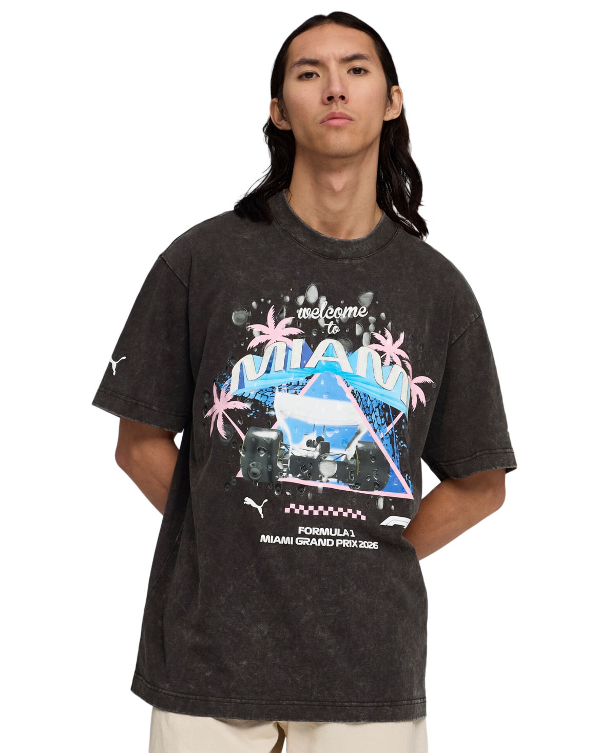Click here for Puma Mens F1 Miami Washed Graphic T-Shirt - Black prices