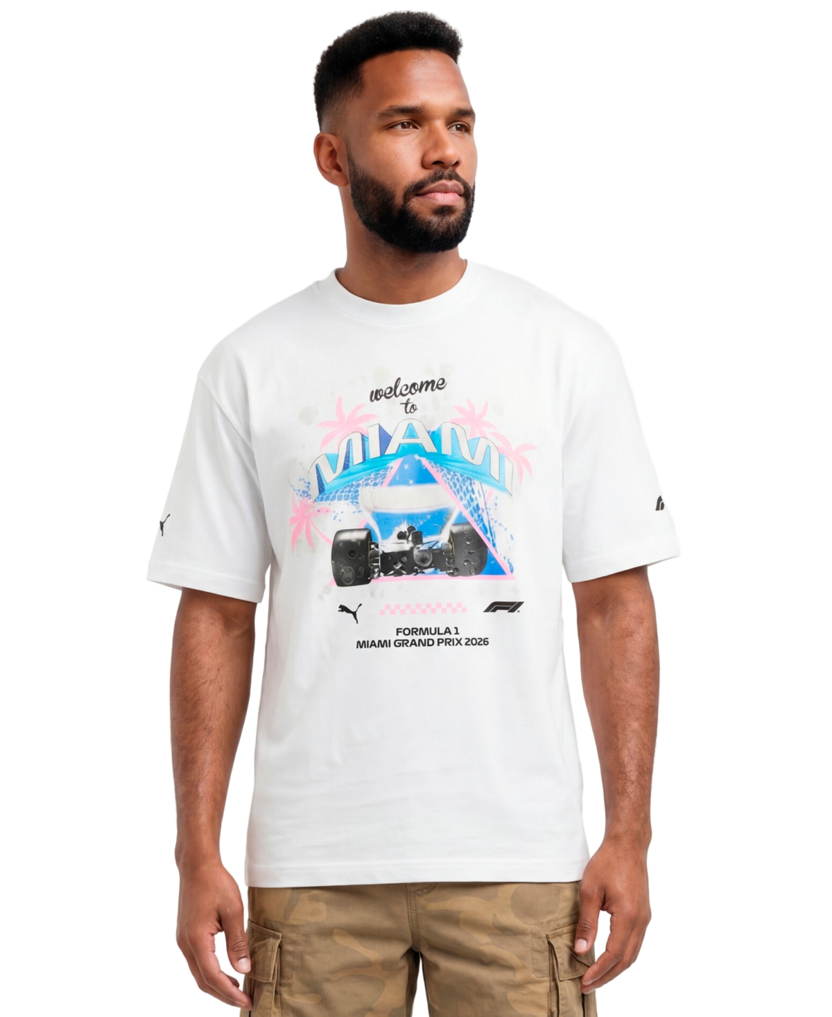 Click here for Puma Mens F1 Miami Washed Graphic T-Shirt - White prices