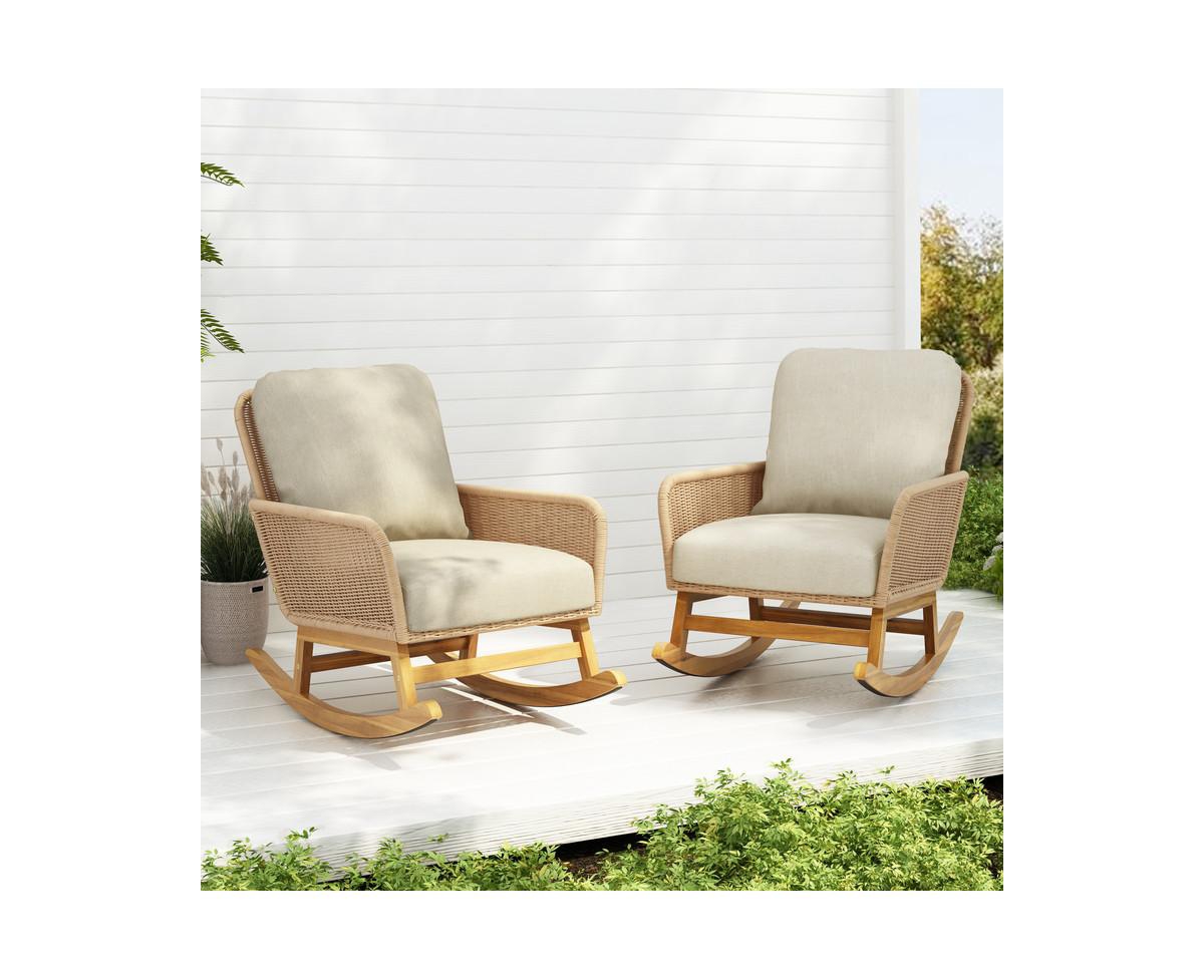 Click here for sumyeg Modern Wicker Rocking Chair with Cushions f... prices
