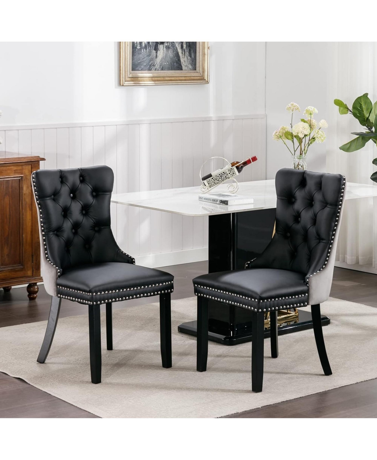 Click here for Rainsken Dining Chairs Set of 2  Modern Pu and Vel... prices