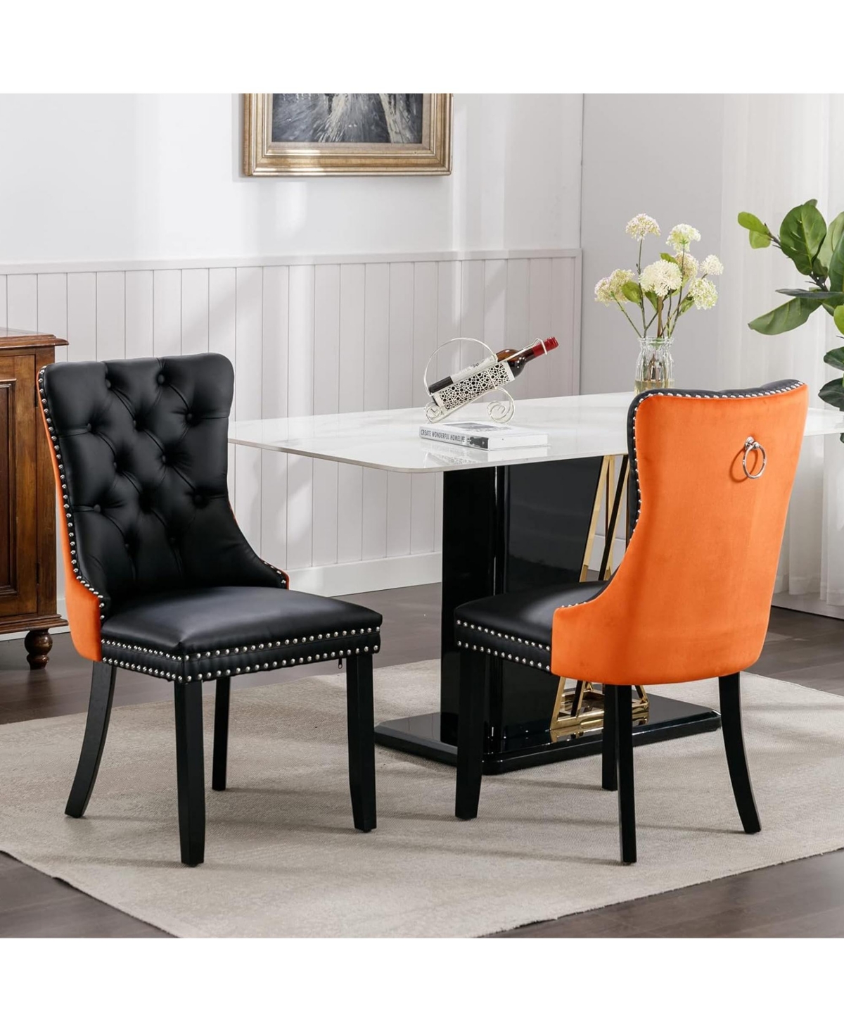 Click here for Rainsken Dining Chairs Set of 2  Modern Pu and Vel... prices