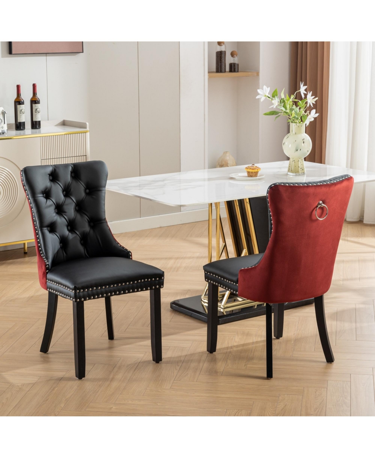Click here for Rainsken Dining Chairs Set of 2  Modern Pu and Vel... prices