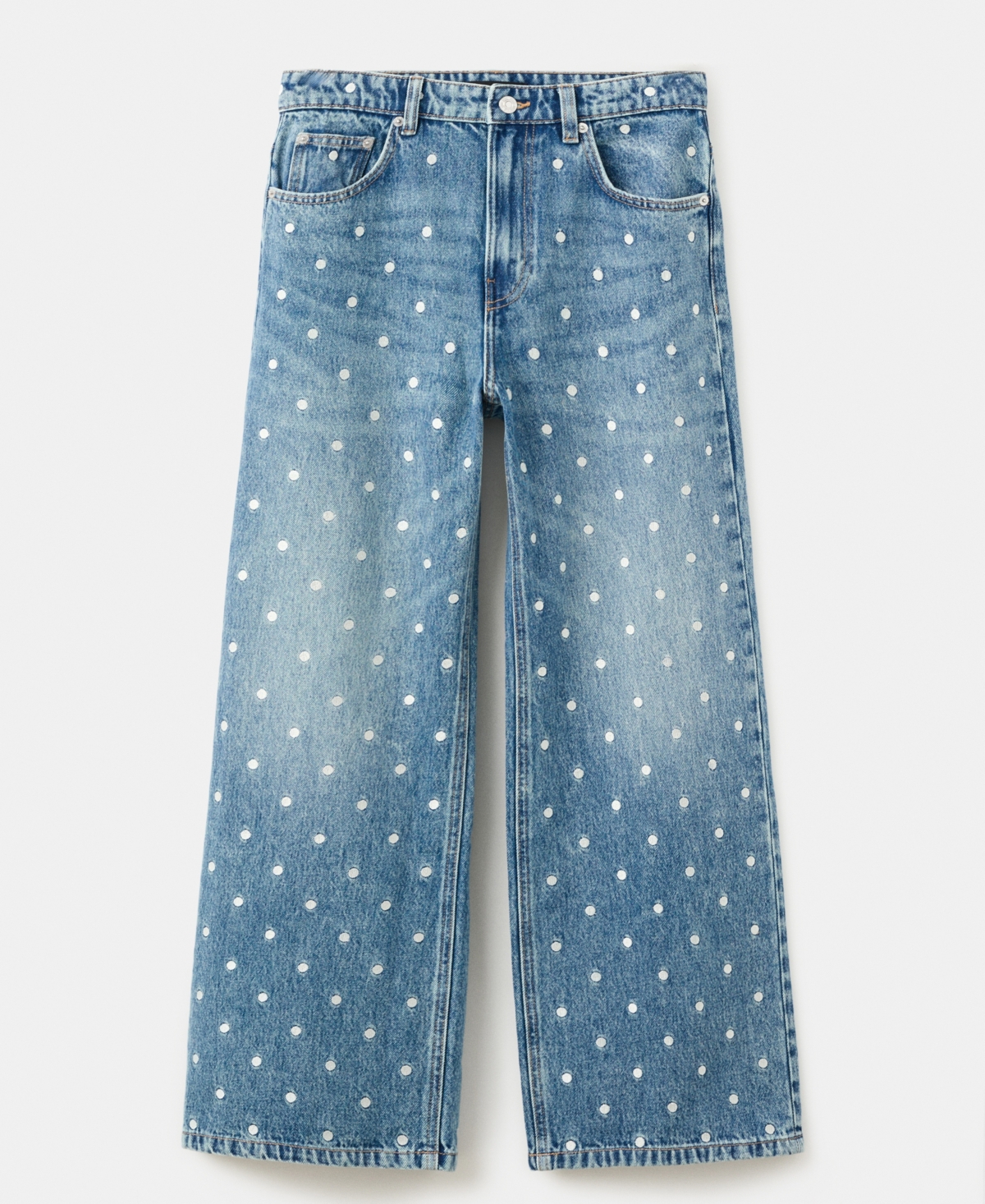 Click here for Mango Womens Polka-Dot Straight Jeans - Medium Blu... prices