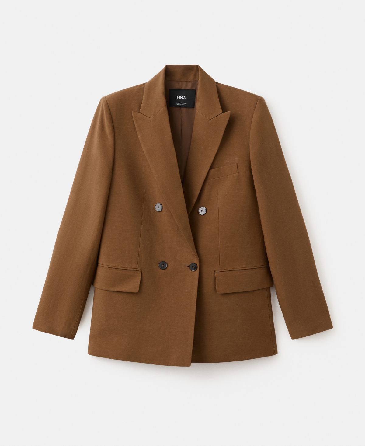 Click here for Mango Womens Double-Breasted Linen Suit Blazer - C... prices