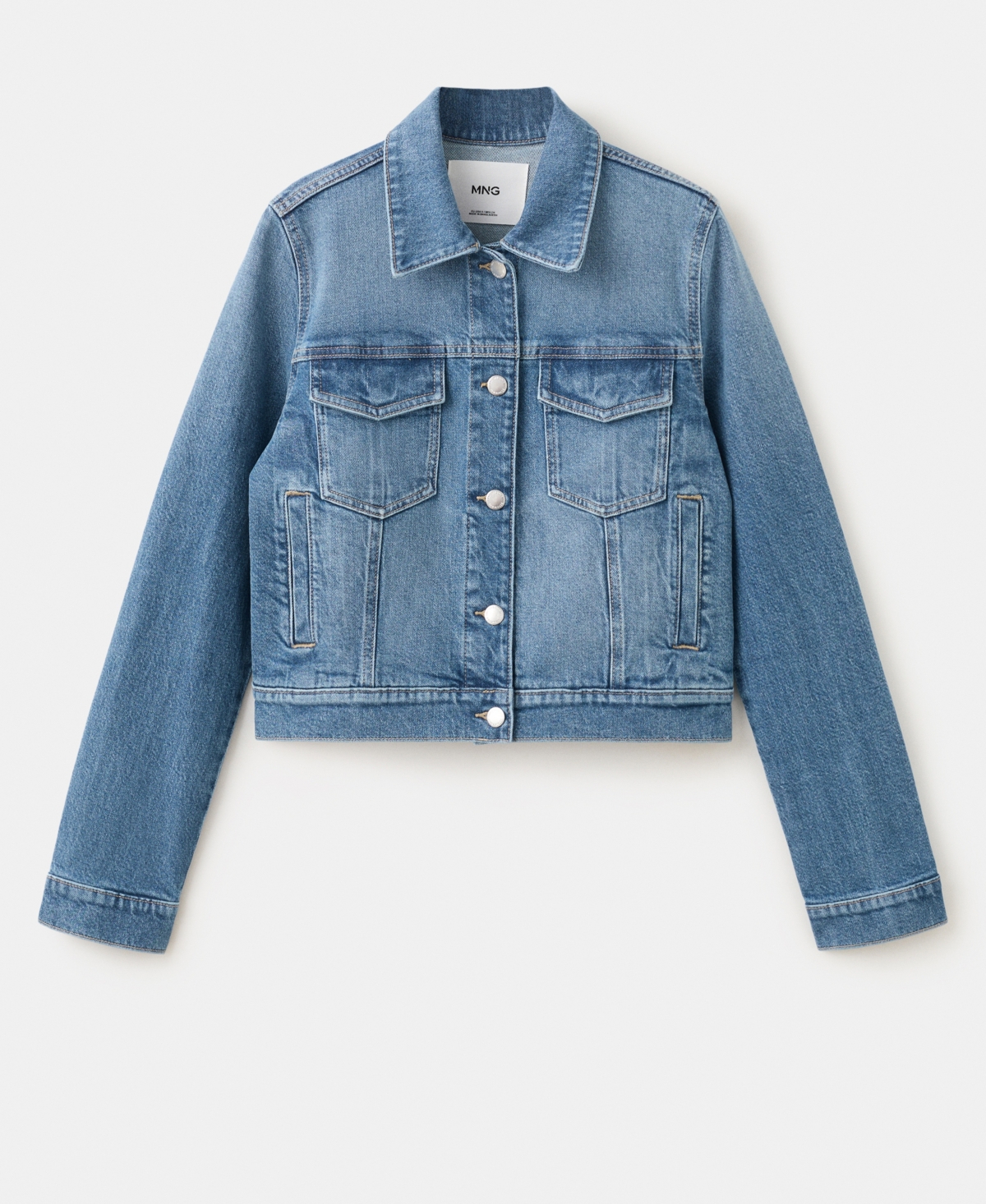 Click here for Mango Womens Pockets Denim Jacket - Medium Blue prices