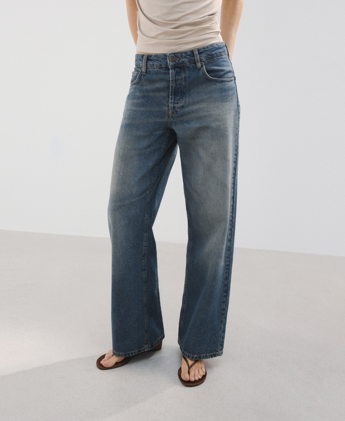 Click here for Mango Womens Straight Low-Waist Jeans - Medium Blu... prices