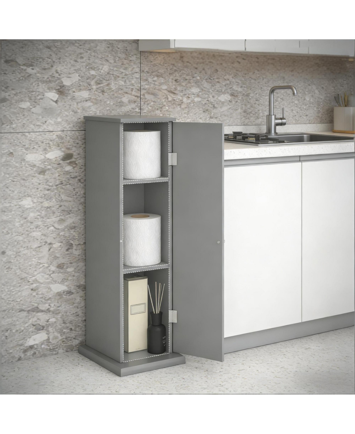 Click here for Clihome 3-Tier Corner Cabinet - Modern Rustic Toil... prices