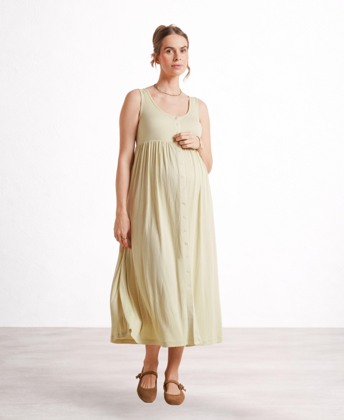 Click here for Nom Maternity Maternity Ribbed Modal Henley Dress... prices