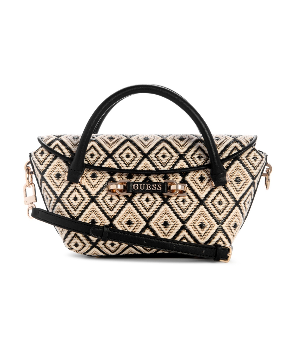 Click here for Guess Sophia Small Satchel Handbag - Black prices