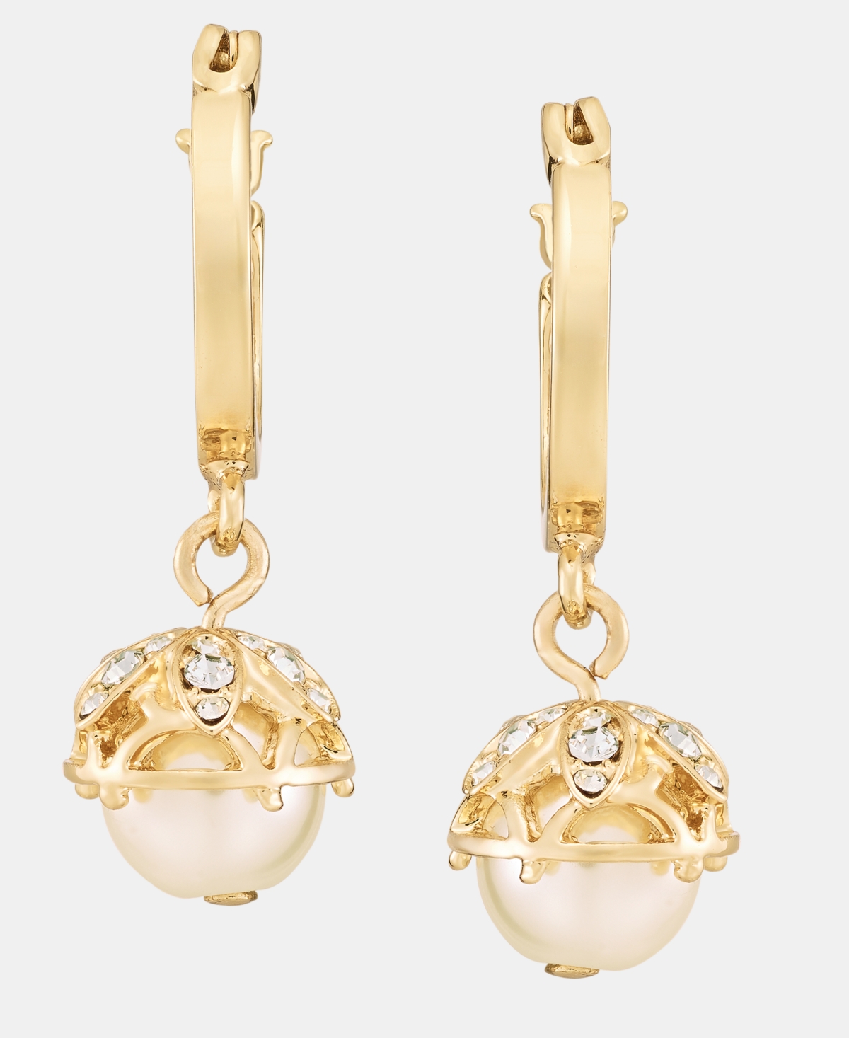 Click here for Marchesa Pave & Imitation Pearl Charm Hoop Earring... prices