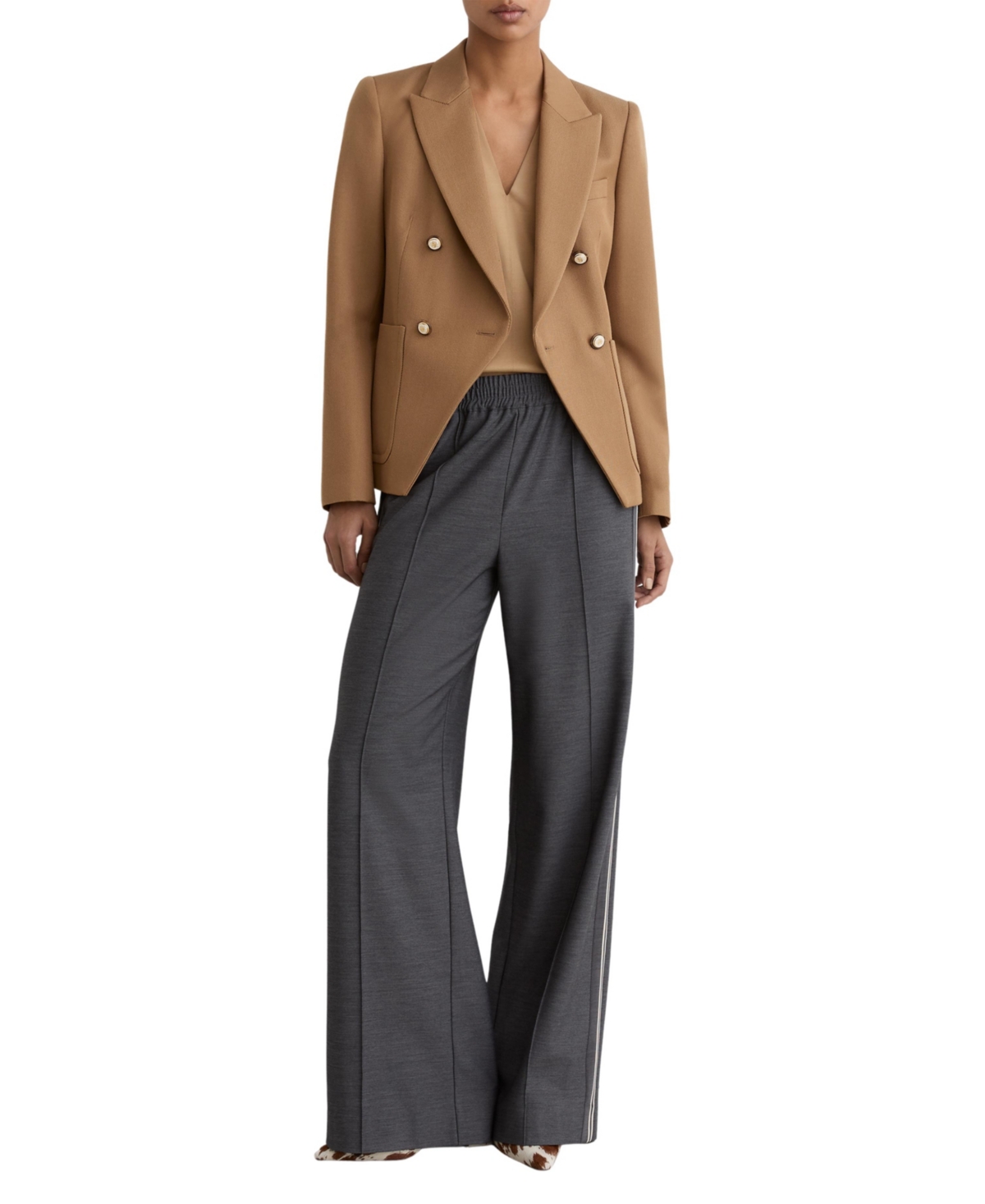 Click here for Reiss Womens Gigi Wool-Blend Double-Breasted Blaze... prices