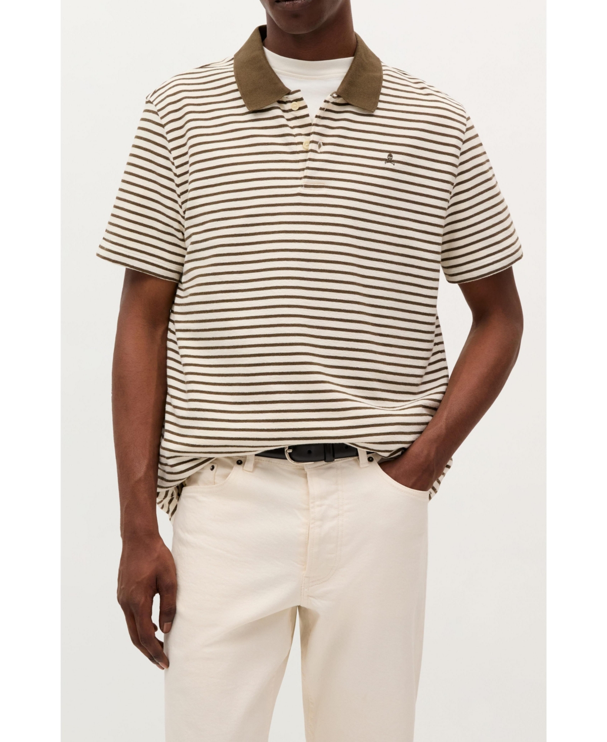 Click here for Scalpers Mens Summer Stripes Polo Shirt - Khaki prices