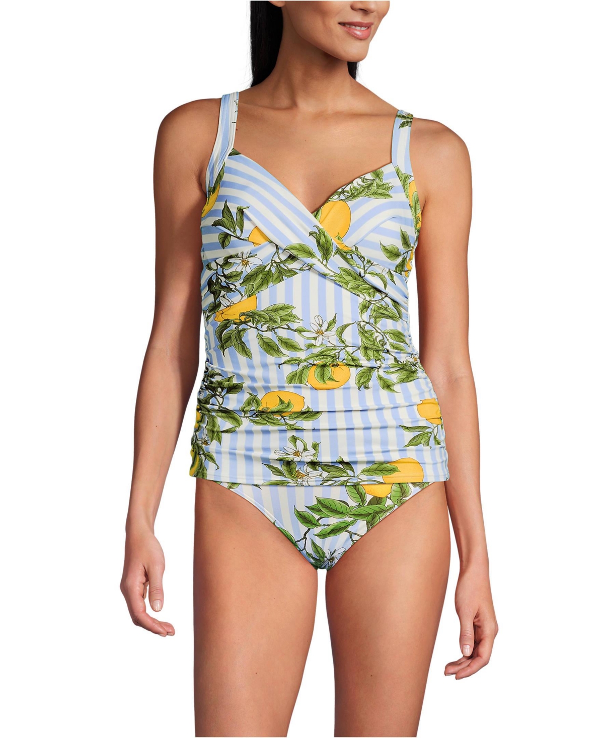 Click here for Lands End Womens V-Neck Wrap Underwire Tankini Swi... prices