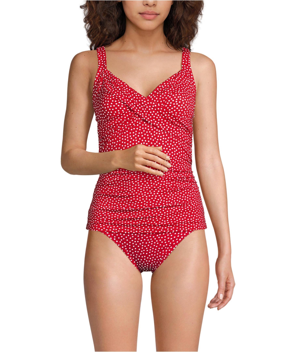 Click here for Lands End Womens V-Neck Wrap Underwire Tankini Swi... prices