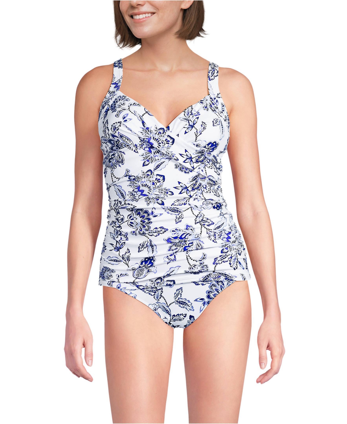 Click here for Lands End Womens V-Neck Wrap Underwire Tankini Swi... prices