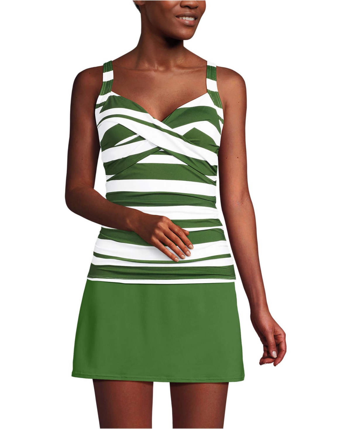 Click here for Lands End Womens V-Neck Wrap Underwire Tankini Swi... prices