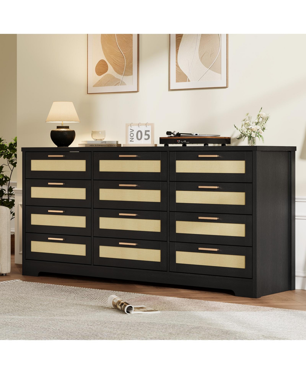Click here for gaomon Bedroom 12-Drawer Dresser  Rattan Wood Ches... prices