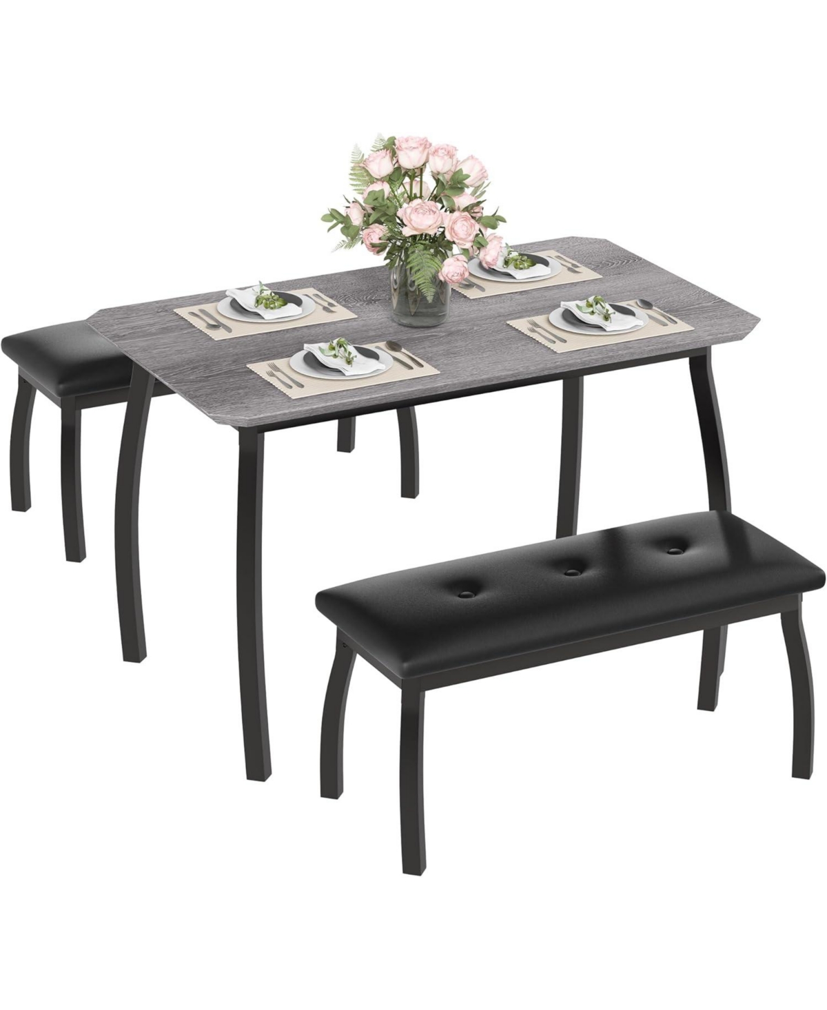 Click here for gaomon 3-Piece Farmhouse Dining Set with 2 Benches... prices