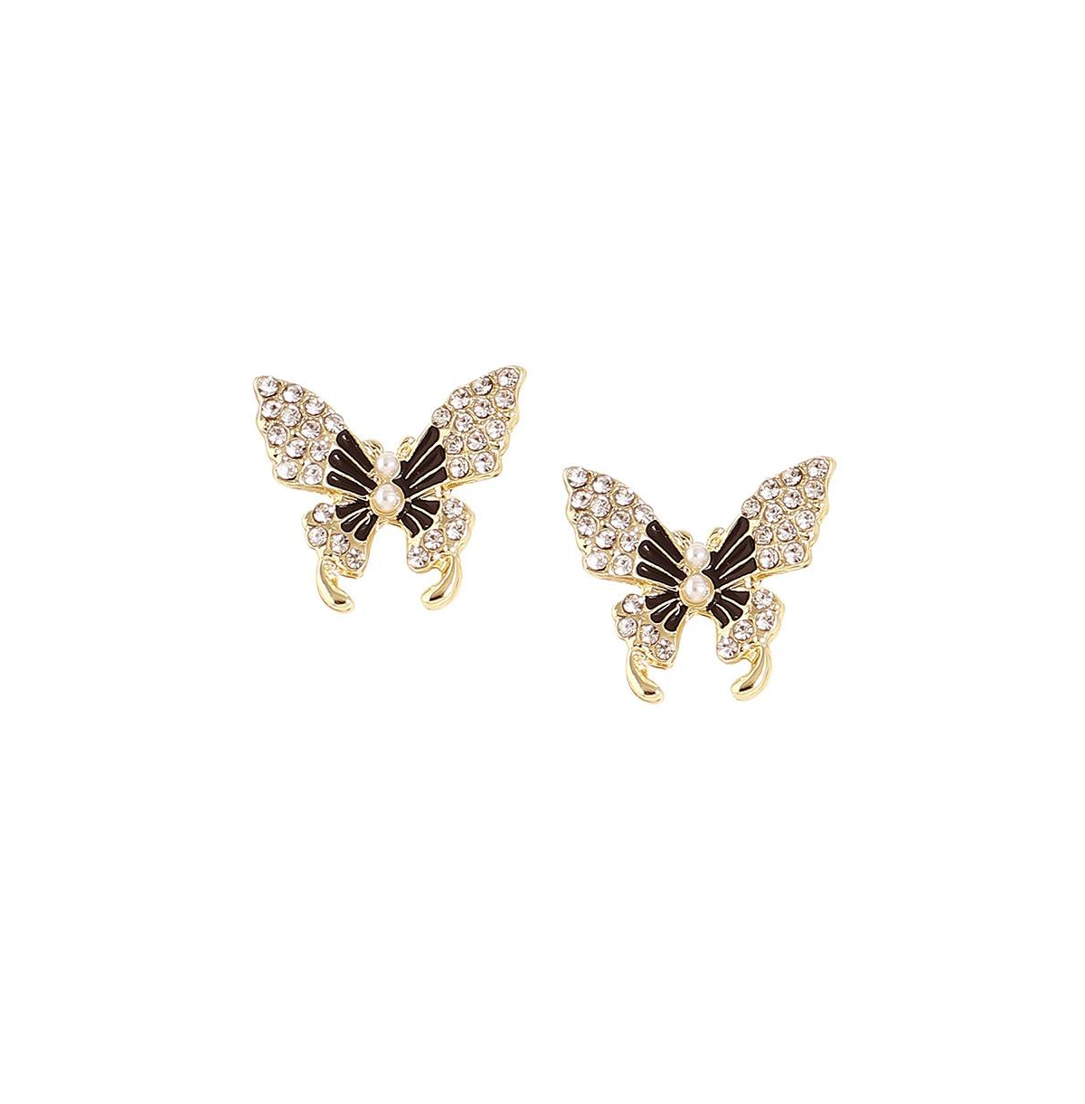 Click here for Sohi Womens Black Embellished Butterfly Stud Earri... prices