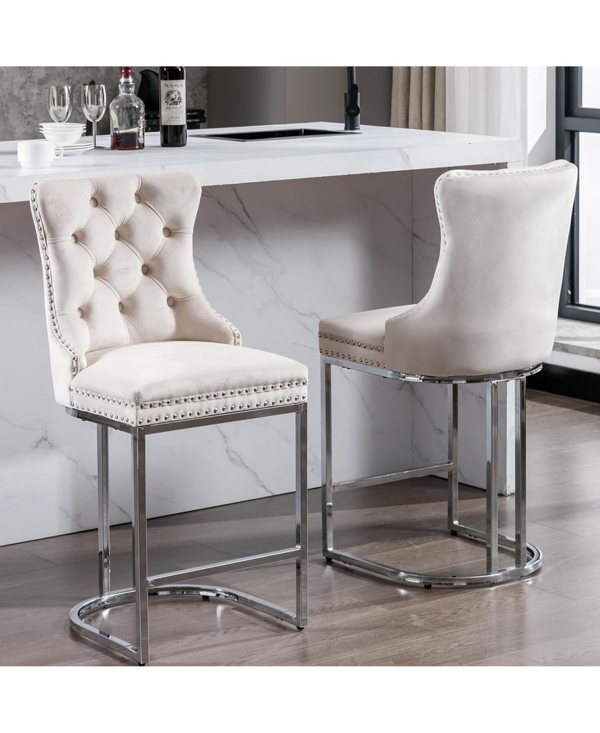 Click here for Rainsken Modern Velvet Bar Stools Set of 2  26 Cou... prices