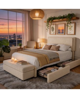 Click here for Homfan Cozy Boucle Upholstered Bed Frame Modern Pl... prices