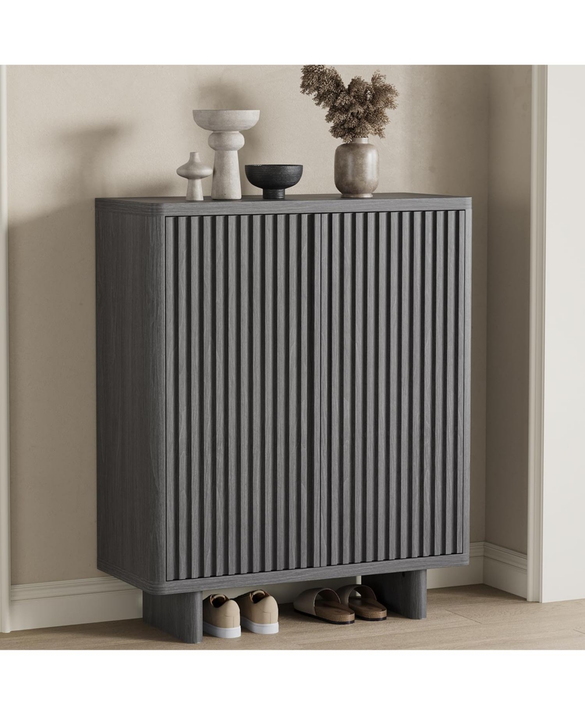 Click here for gaomon 41.5 Inch Shoe Cabinet with Fluted Door  5-... prices